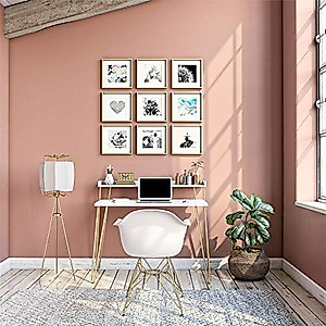 Ameriwood Home Haven Retro Riser, Desk, White with Gold Legs