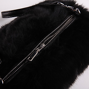 URSFUR Women Warm Hand Muff Genuine Rabbit Bag Purse Winter Hand Warmer