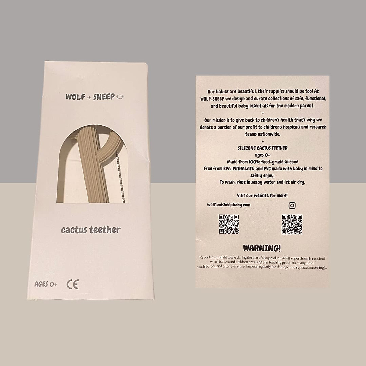 Hollow Teething Tube, Silicone teether, Ages 0+ BPA Free with Cleaning Brush, Teething Straws for Babies, freezable Baby teether, Teething Sticks for Babies(1 Pack) (Sahara) Wolf+Sheep