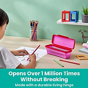 It's Academic Flexi Storage Box with Lid, Compact and Collapsible Pencil Case Design for Craft and School Supplies, Pink and Blue, 2 Pack