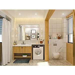 TETOTE 40x30 Inch Bathroom Mirror, Silver Framed Wall Mounted Brushed Nickel Metal Rectangle Modern Vanity Mirror (Horizontal/Vertical)