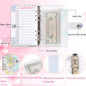 ChezMax Budget Binder,Envelope Tracker Set for Saving Money, A6 Size Cash Expense Envelopes with 1 DIY Sticker, 12 PCS Monthly Budgeting Planner & Money Organizer Pockets,1 3 Pockets Card Sheet