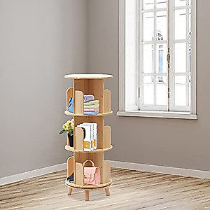 OCASAMI 3 Tier Rotating Bookshelf 360 Display Floor Standing Shelves Bookshelf Book Storage for Kids&Adults, Wood Bookshelf Organizer, Cornerbookshelf, Space Saving(40"x18"x18")