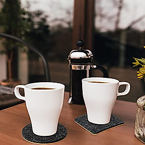 24 Pieces Felt and Cork Coasters for Drinks 4 Inch Two Sided Absorbent Felt Coasters Square and Round Drink Coasters Black for Cup Beer Glass Table Desk Furniture Protection Anti Slip