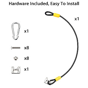 JUXYES Pack of 4 Universal Outdoor Bear Proof Trash Can Lock, Metal Trash Can Lid Locks for Animals Stop from Rummaging, Outdoor Garbage Can Buckle Lock, Long-Lasting Rubber Coated Braided Wire Rope