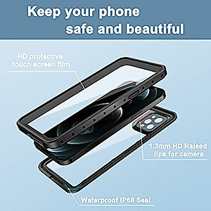 MixMart Designed for iPhone 12 Pro Max Case Waterproof Built-in Screen Protector Shockproof Dustproof Full Body Protective Cases Cover for iPhone 12 pro max Phone Case 6.7inch 2020 Women Men Black