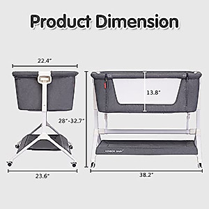 Kinfant Toddler Beds Infant Bassinet - Cribs Bedside Sleeper for New Born Babies Adjustable Portable Bed with Hanging Dolls