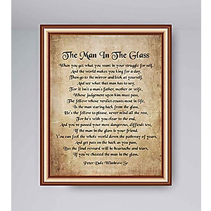 Peter Dale Wimbrow Sr.-"The Man In The Glass"- Inspirational Poem Page Print- 8 x 10" Poetic Wall Art. Distressed Parchment Print-Ready To Frame. Home-Office-Study Decor. Great Gift for Poetry Fans!