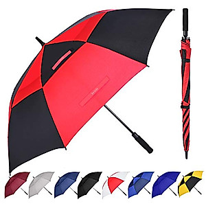 Baraida Golf Umbrella Large 62/68/72 Inch, Extra Large Oversize Double Canopy Vented Windproof Waterproof Umbrella, Automatic Open Golf Umbrella for Men and Women and Family(62 inch, Red Black)