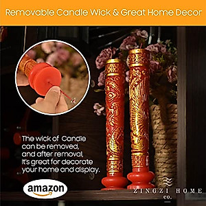 ZINGZIHOME Chinese Dragon and Phoenix Wedding Candles Red Traditional Double Happiness 1 Pair, 9.84 Inch Tall x 2 Inch Diameter, Great for Chinese Weddings Decoration as Well as Special Events