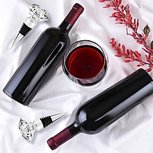 Miuion Decorative Crystal Wine and Beverage Bottle Stopper for Wine,Made of Zinc Alloy and Glass,Reusable Plug with Gift Box,Multi-Option (2 Pcs Crystal)