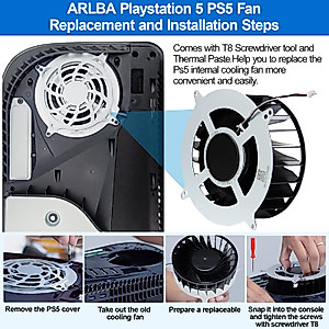 ARLBA Replacement of Internal Cooling Fan for Sony PlayStation 5 PS5 Game Console Fan 12047GA-12M-WB-01 23 Blades Fan General 17 Blades G12L12MS1AH-56J14 Cooler Fan 12V 2.4A with Screwdriver