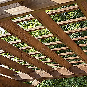 Backyard Discovery 12' by 10' Cedar Wood Pergola, Wind Secure, Strong, Quality Made, Rot Resistant, Concrete Anchors, Spacious for Outdoor Patio, Deck