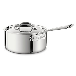 All-Clad Stainless Steel 12-inch Frying Pan, Silver & All-Clad Stainless Steel Sauce Pan, 3qt. Silver