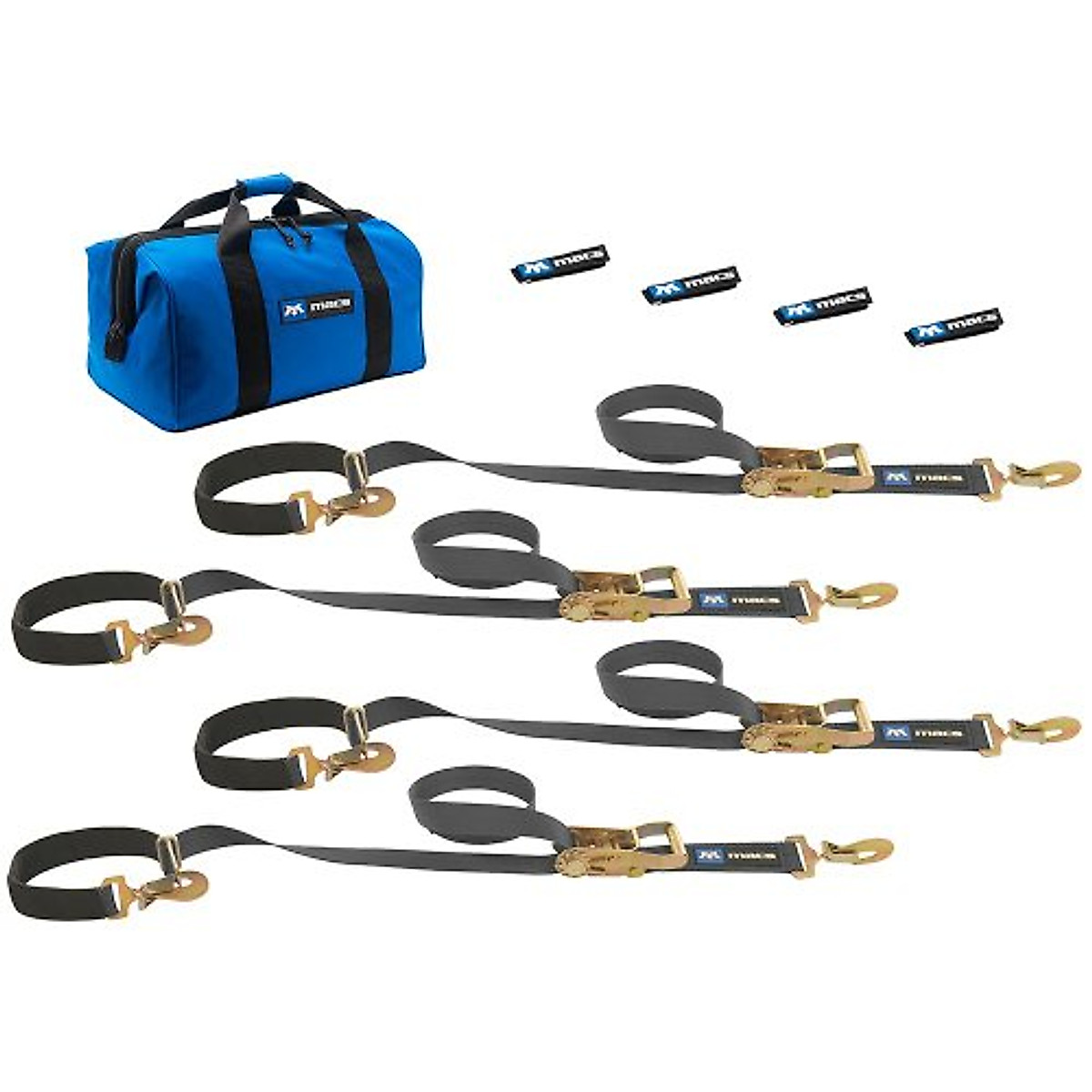 Mac's Tie-Downs 511108 Black Super Pack with 8' x 2" Combination Axle Straps