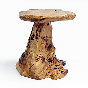 WELLAND Mushroom Seat Stool, Cedar Wood Flower Root/Stand
