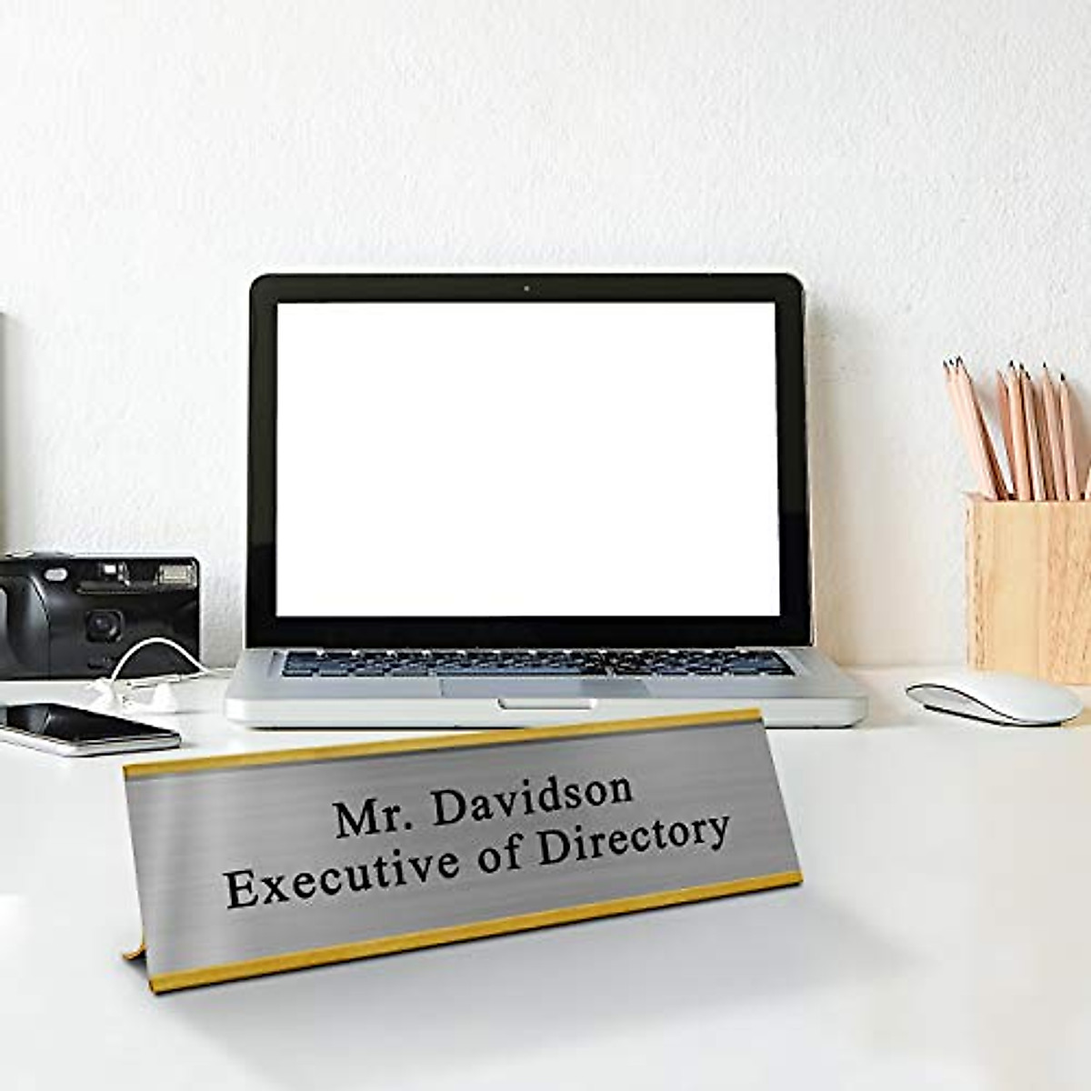 Name Plates for desks - Office Desk Name Plate Personalized with Desk or Wall Holder Customized Engraving 2x8