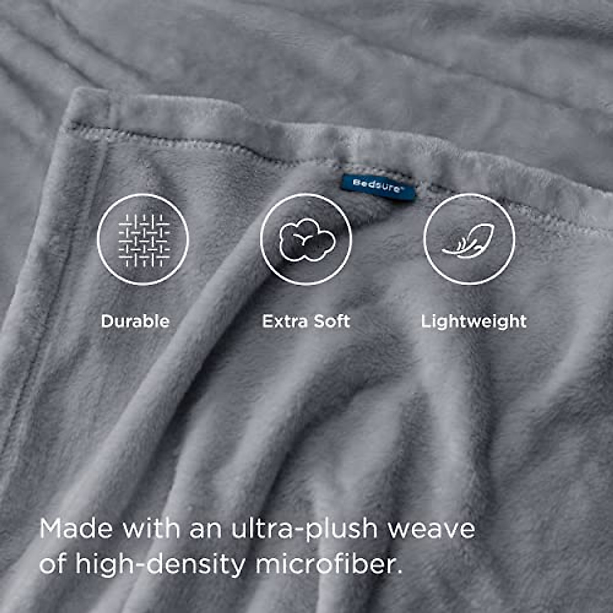 Bedsure Fleece Throw Blanket for Couch Grey - Lightweight Plush Fuzzy Cozy Soft Blankets and Throws for Sofa, 50x60 inches