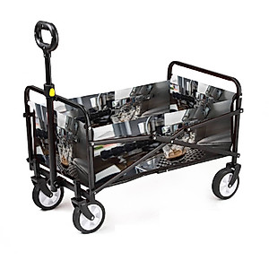 Collapsible Wagon Cart Coffee Cup of a Delicious Cappucino Latte Flat White with Latte Art Foldable Utility Wagon Large Capacity Garden Cart with Push Bar for Beach Camp Outdoor Shopping