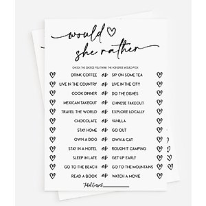 All Ewired Up 50 Would She Rather Game (50-Cards) Fun Baby Bridal Shower Birthday Party Game Activity, Gender Neutral Boy or Girl, Minimalist