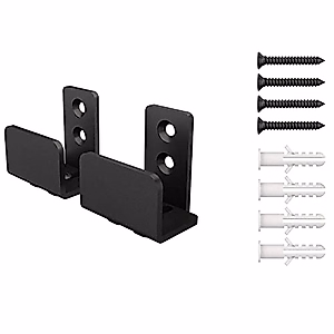 JUGREAT Barn Door Floor Guides Sliding Door Hardware Matte Black Wall Mount Up to 1-3/8"W 1-1/4"H (2 Pack)