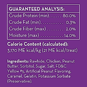 Dingo Twist Sticks with Peanut Butter, Rawhide Chew, 25-Count