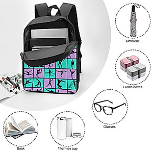 Gymnastics Lovers Backpack for Books Pencil Box Laptop - Adjustable Gymnast Print Backpack Travel Daypack Gift