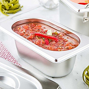 Restaurantware Met Lux 7 Inch x 4.3 Inch x 2.5 Inch Steam Table Pan 1 One Ninth Hotel Pan - Anti-Jam Deep Silver Stainless Steel Table Pan With Collapsible Handles For Parties Or Events