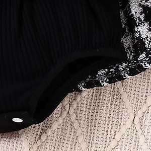 Mubineo Baby Girl Spring Fall Clothes Outfits Long Sleeve Lace Floral Romper Dress Newborn Outfit (Qbc Black White, 3-6 Months)