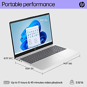 HP 2023 Newest 15.6" Laptop, Intel N200 4-Core Processor, 16GB Memory, 15.6" HD Display, 128GB Storage, WiFi 6 & Bluetooth, HDMI, Windows 11 Home, Bundled w 250GB External SSD & 1 Year Office 365