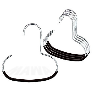 Mawa by Reston Lloyd Accessory Non-Slip Space-Saving Clothes Hanger Hook for Scarves, Style G1, Set of 5, Black
