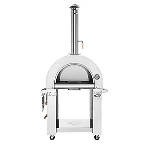 Empava Wood Fired Pizza Oven Painted Red for Outdoor Kitchen in Stainless Steel, 33 Inch