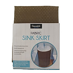 Dependable Industries Inc. Essentials Fabric Sink Skirt Diamond Stitch Chocolate Brown Self Stick Adhesive Easy Installation