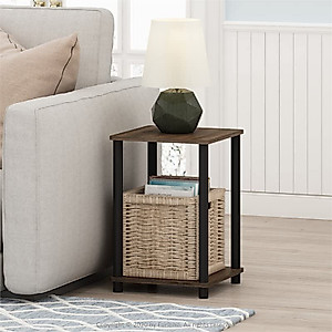 Furinno Simplistic Set of 2 End Table, Cream Faux Marble