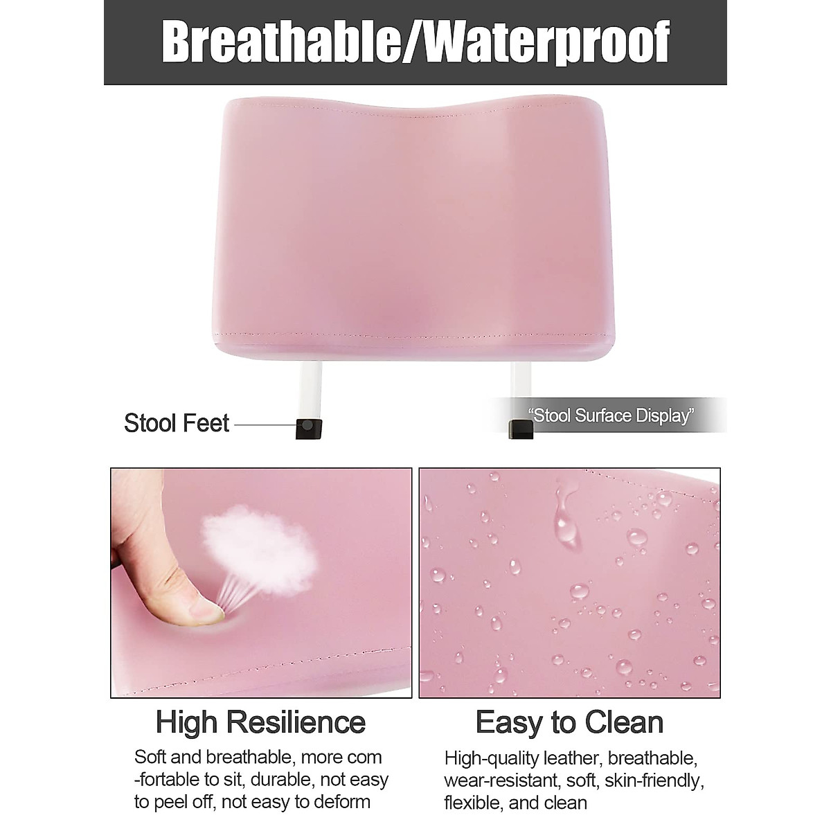 Kalolary Pedicure Foot Rest, Adjustable Height Pedicure Stool Manicure Nail Equipment for Nail Technician Salon Spa (Pink)