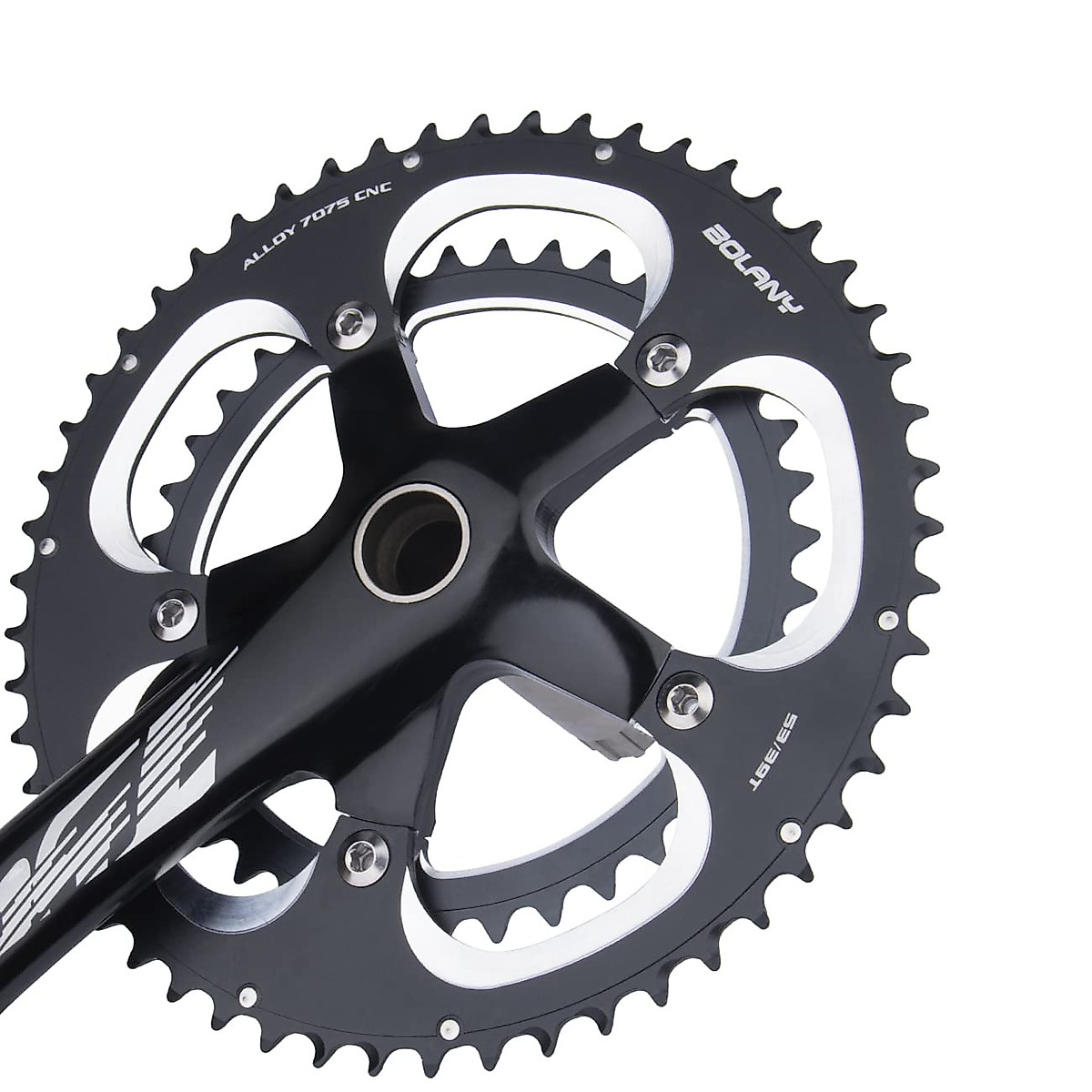 BOLANY 170mm Bike Crankset Double Speed Round 39/53T Chainring 130BCD Hollow Integrated 9S/10S with Bottom Bracket Fit for Road Bike Cranksets