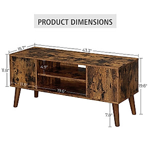 Zanzio ZA-LTV08BX 43.4" W Farmhouse TV Stand, Brown