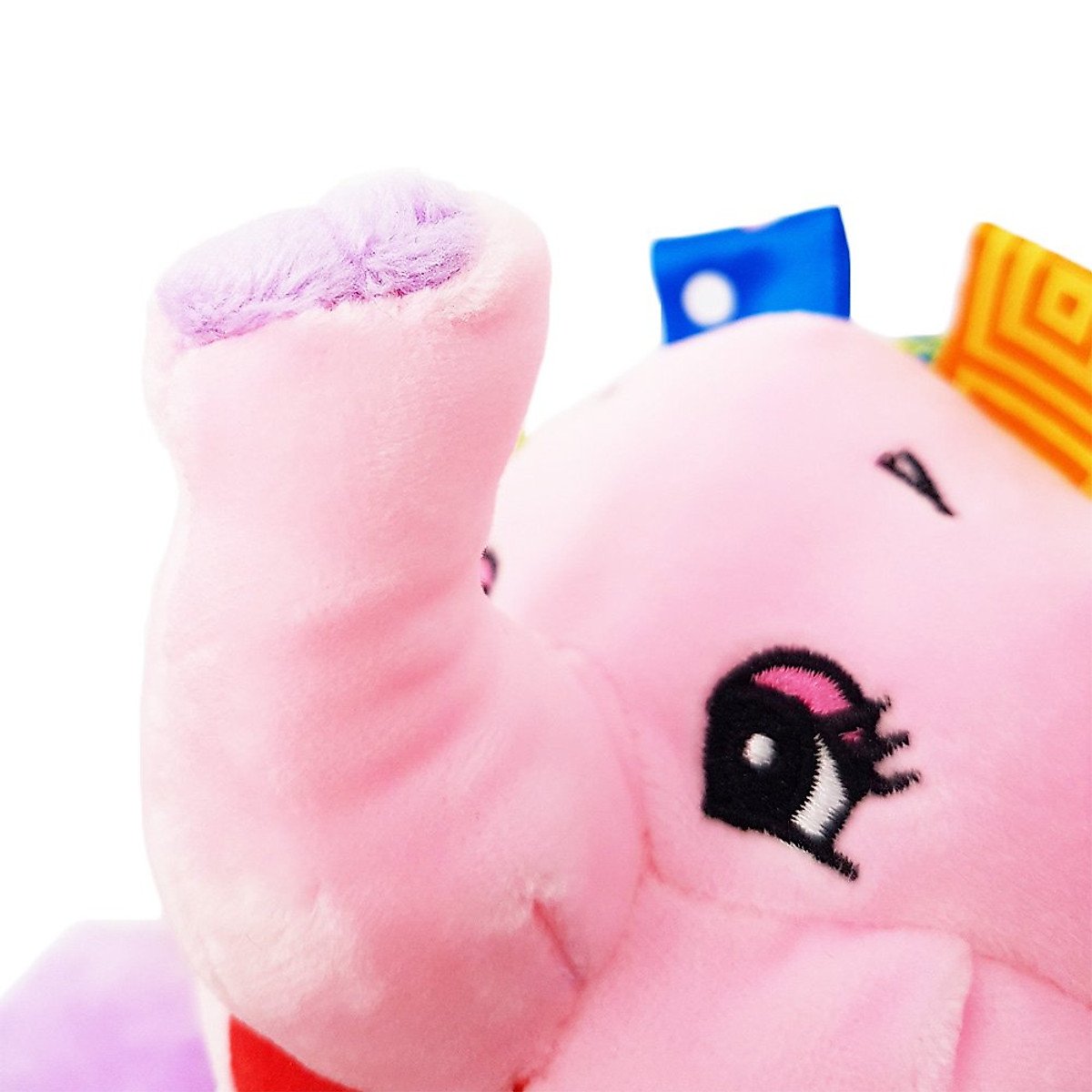 Zocita Baby Musical Stroller Toys Cute Animal Rattle Plush Crib Doll for Infant Toddler Kids (Pink Elephant)