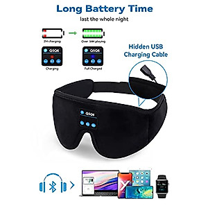 Q5Q6 Sleep Headphones, 3D Bluetooth Sleep Mask, Wireless Sleeping Headphones for Side Sleepers, Sleep Mask with Bluetooth Headphones Insomnia Travel Nap Gifts Men Women