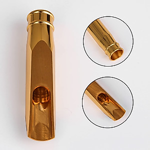 Yibuy Golden B-flat Tenor Saxophone Mouthpiece Gold 6# PU Leather Cap 10.6x3.5cm