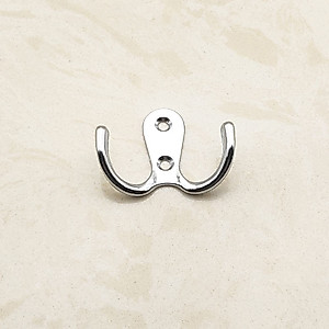 Lansonee 4 Pcs Double Prong Robe Hooks, Dual Coat Hooks Wall Mounted Hanging Clothes for Bathroom Bedroom Door Wall Retro Metal Cloth Hanger Double Coat Hooks with 8 Screws (Sliver)