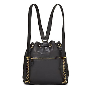 CHANEL, Pre-Loved Black Lambskin Bucket Backpack Medium, Black