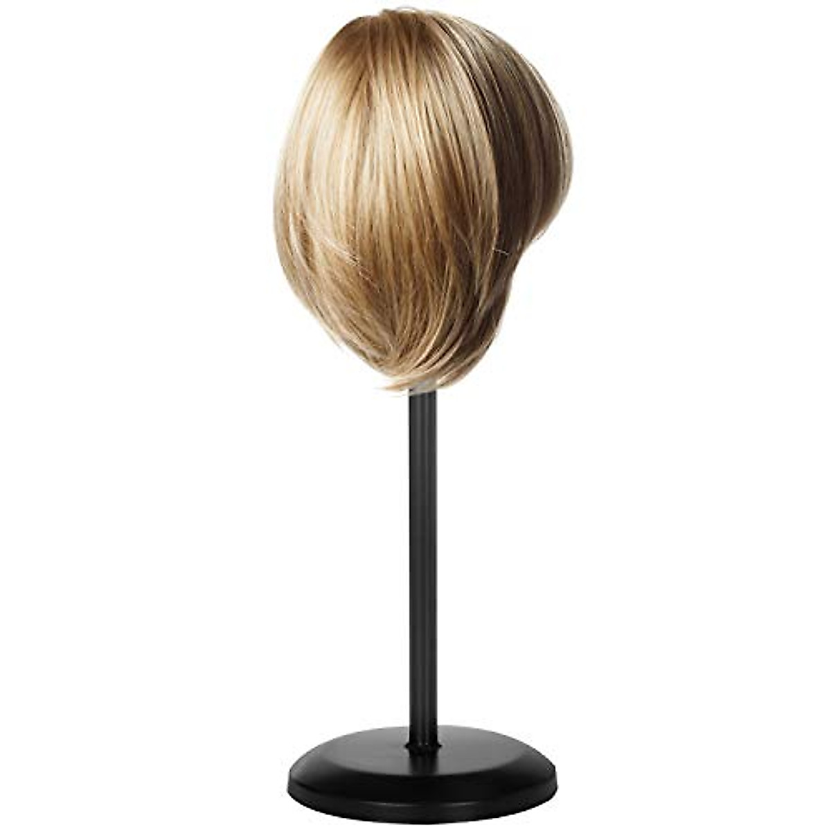 MyGift Black Metal Adjustable Height Pedestal Hat Stand and Wig Display Rack Holder with Dome Design for Baseball Caps, Fedora, Wigs