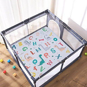 MEM Playpen Mat 50" X 50" Baby Play Mat, Thicken One-Piece Baby Crawling Mat, Non Slip Washable Play Mats for Floor, Cushioned Baby Playmat Floor Mat for Infants, Babies, Toddlers