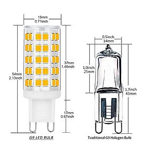OHLGT G9 LED Bulbs Dimmable 6W (60W Halogen Bulb Equivalent), Warm White 3000K, 110V-130V, 600LM Bi Pin for Home Lighting, 6 Packs