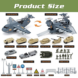 XDUOYJOY Military Airplane Toy, Army Toys Fighter Jet with 8 Vehicles, Army Men Trucks Airplanes Helicopter Car Kits Birthday Gift for Boys Age 4-7