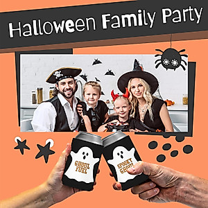 Pop Nordic Halloween Party Can Cooler Sleeves - 6 Pack Halloween Ghost Drink Cooler Decor, Funny Beer Cozy Bulk for Halloween Party Favor Supplies Gathering Gift Ideas