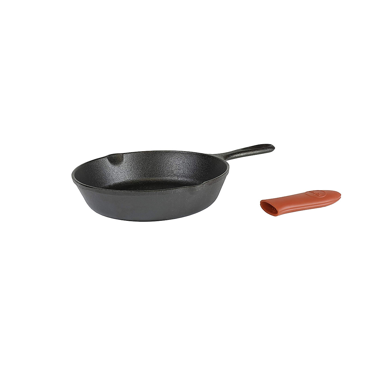 Lodge Cast Iron Skillet with Red Mini Silicone Hot Handle Holder, 8-inch & Pre-Seasoned 6-1/2-Inch Skillet