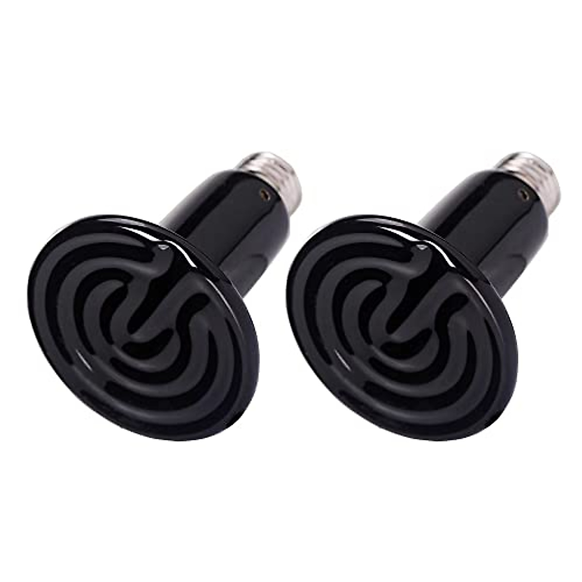 PTSCBS 75W 2PCS Reptile Heat Lamp Black Ceramic Heat Emitter,Infrared Heater Bulb for Pet Coop Heater Chicken Lizard Turtle Brooder Aquarium Snake