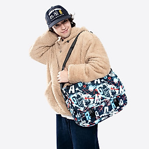 J World New York luggage Terry for Women. Girls School Kids Messenger Bag, Graffiti, One Size US